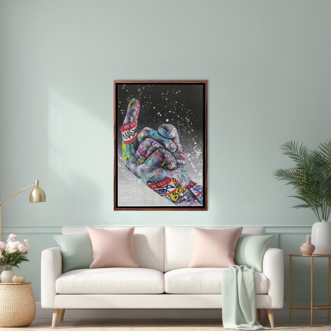 Graffiti Middle Finger Print, Profane Hand Gesture, Hip Hop Canvas ...