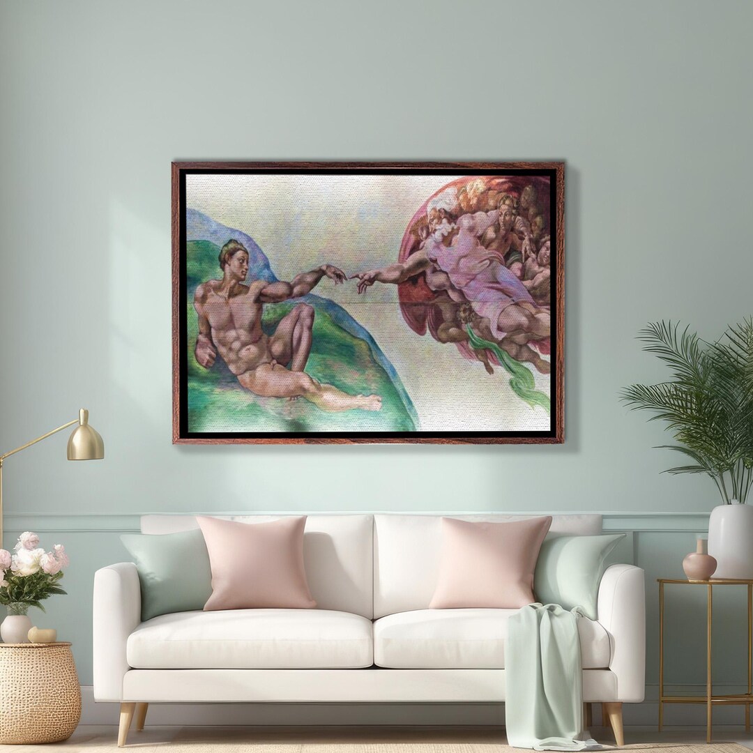 Creation of Adam With Outstretched Hands Canvas Painting, Adam's Hand ...