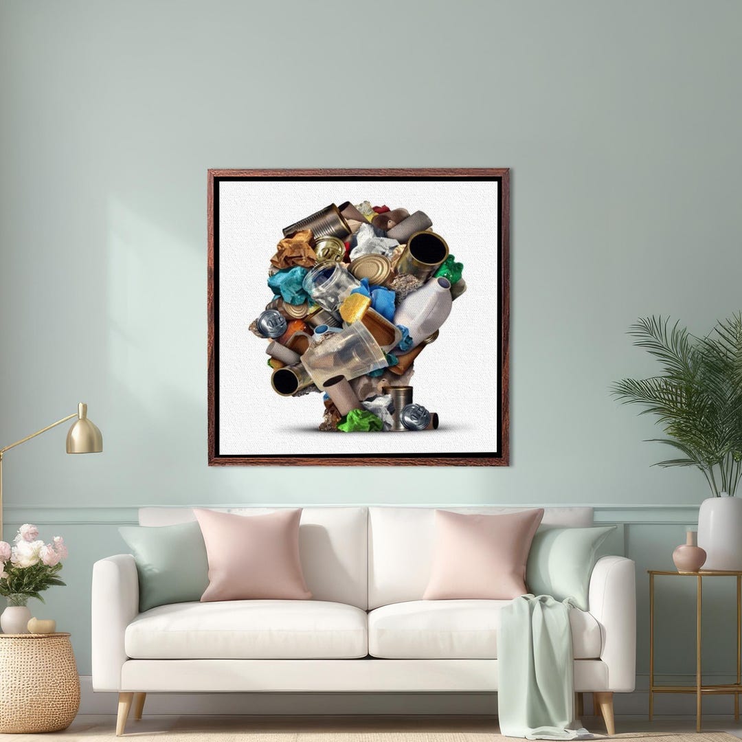 Stick Figure Awareness Print, Framed Canvas Wall Art, Surreal Canvas ...