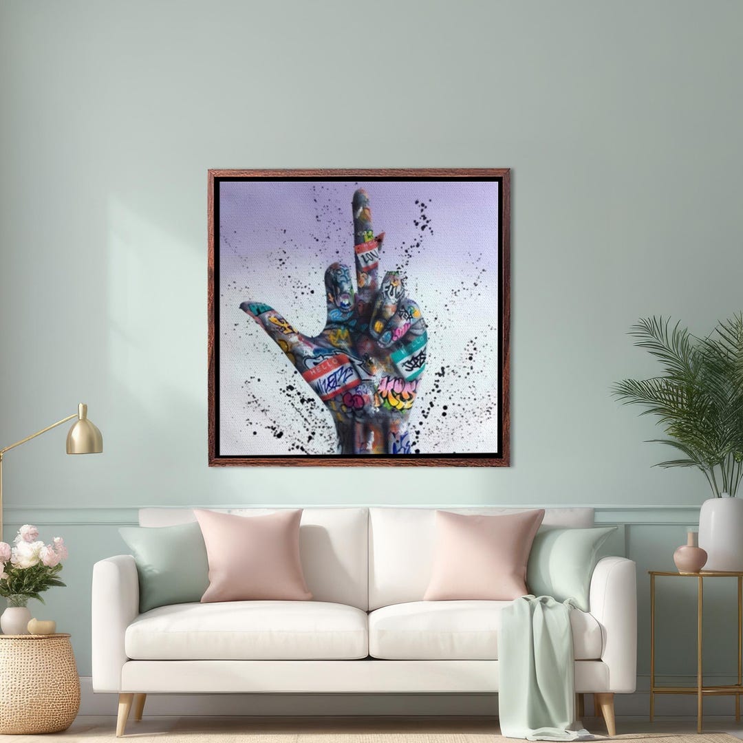 Middle Finger Movement Street Art, Canvas Print, Graffiti Middle Finger ...