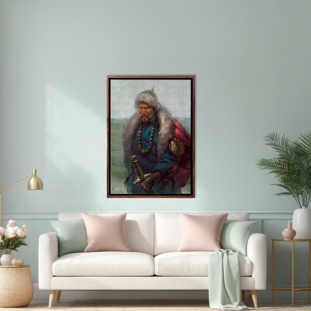 Genghis Khan Mongol Army Commander Oil Painting Decorative Canvas Print ...