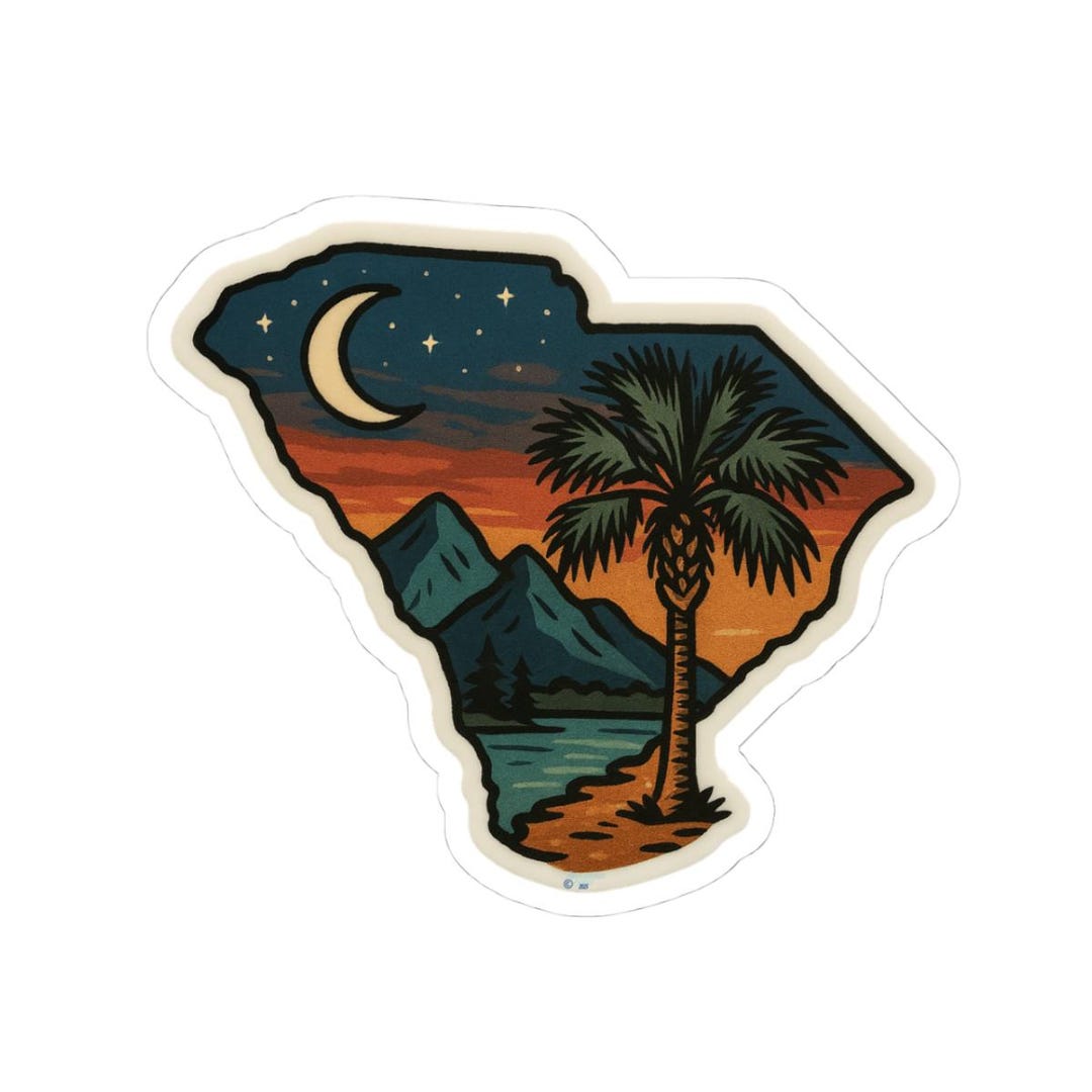 South Carolina Sticker: Palmetto Tree & Crescent Moon Vinyl Decal - Etsy