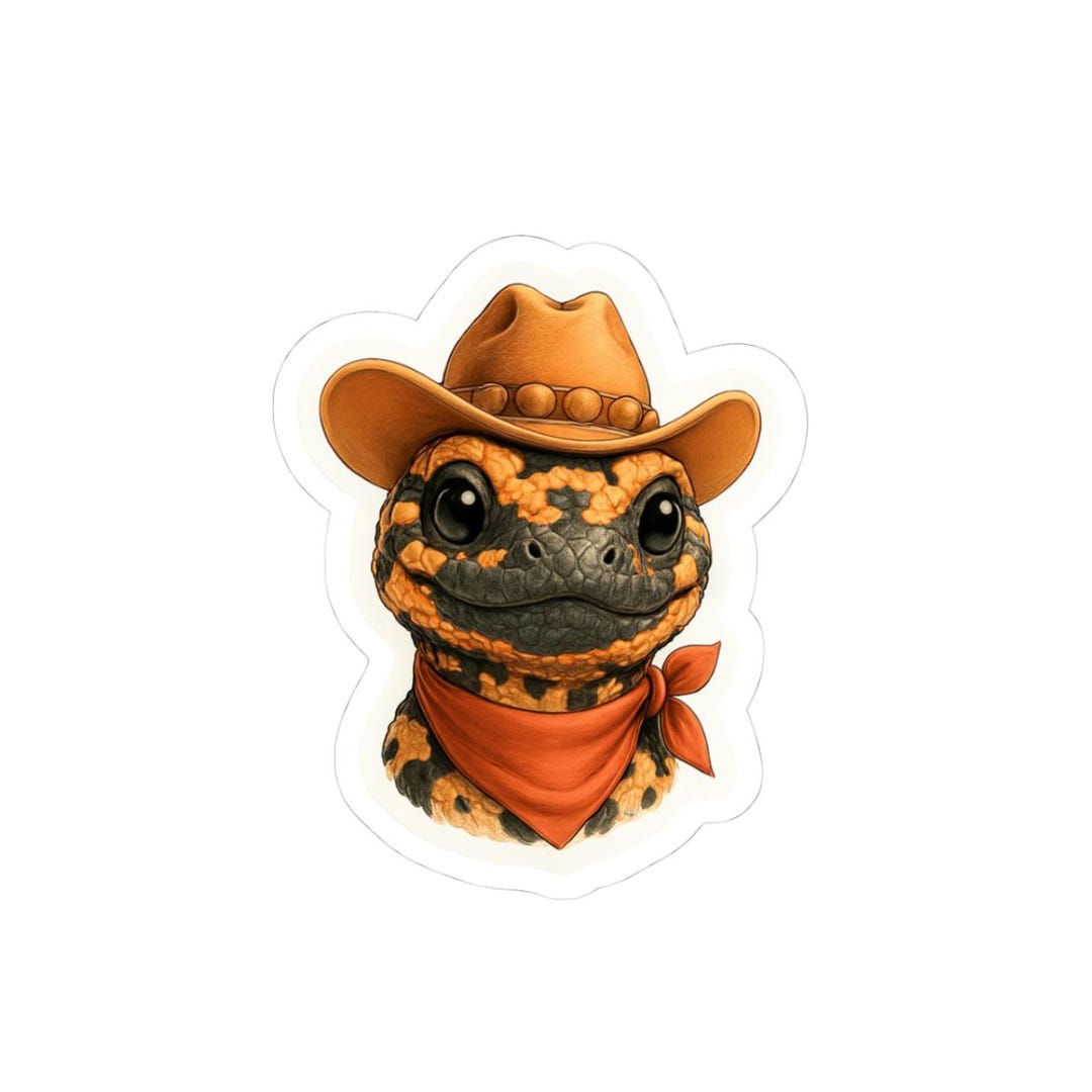 Cowboy Gila Monster Sticker - Cute Western Reptile Vinyl Decal | Desert ...