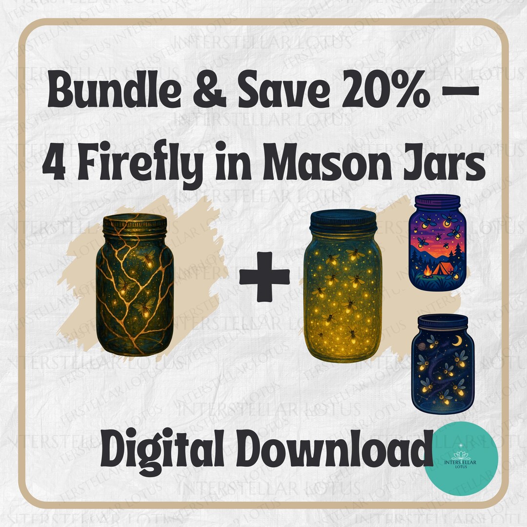 Firefly Mason Jar PNG Bundle, 3 Whimsical Fireflies Clip Art for ...
