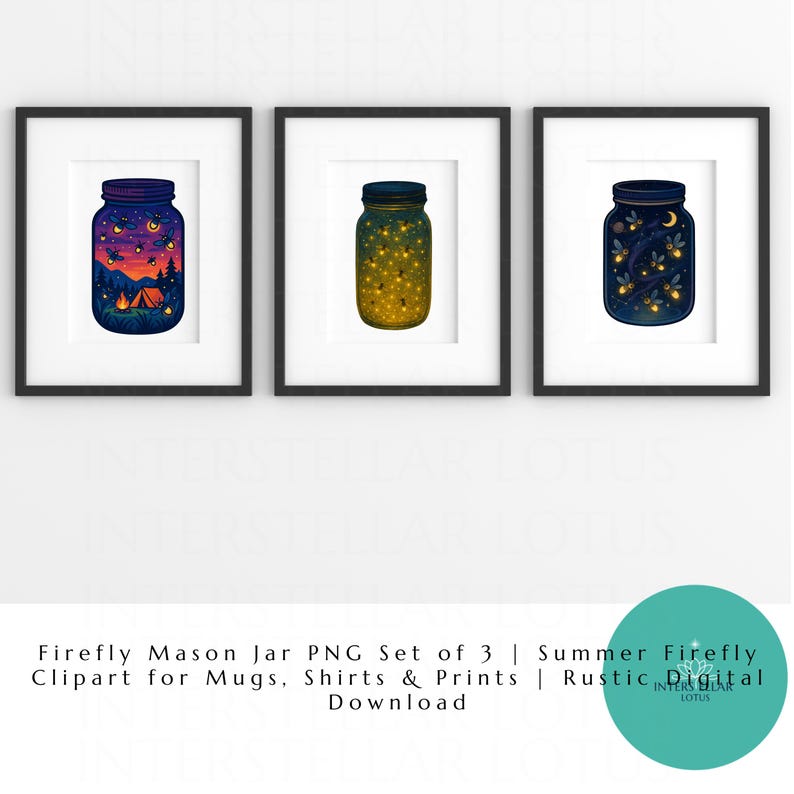 Firefly Mason Jar PNG Bundle, 3 Whimsical Fireflies Clip Art for ...