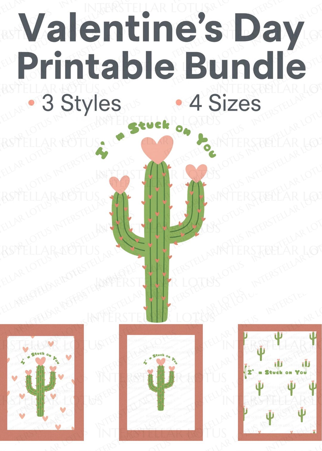 Cactus Cards – Stuck on You Pun, Printable PNG & PDF - Etsy