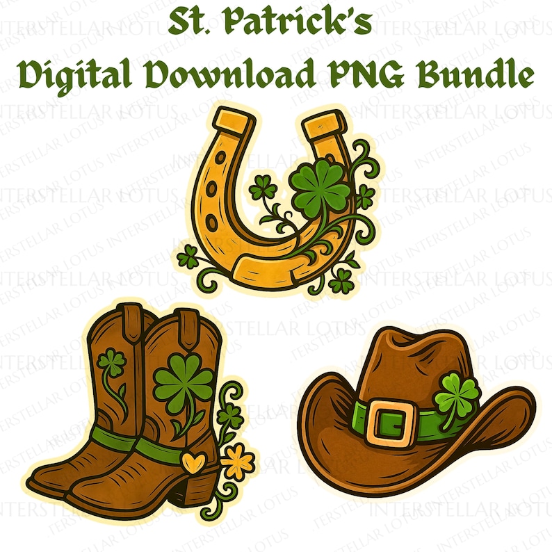 Western St Patrick's Day PNG Clipart Bundle, Cowboy Hat, Boots ...