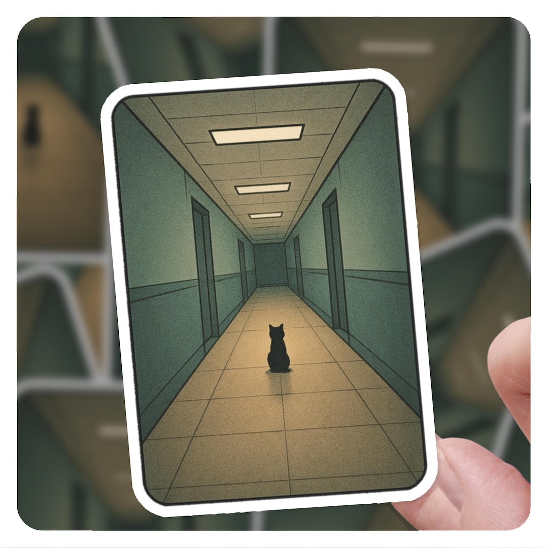 Liminal Space Black Cat, Cat Sticker - Etsy