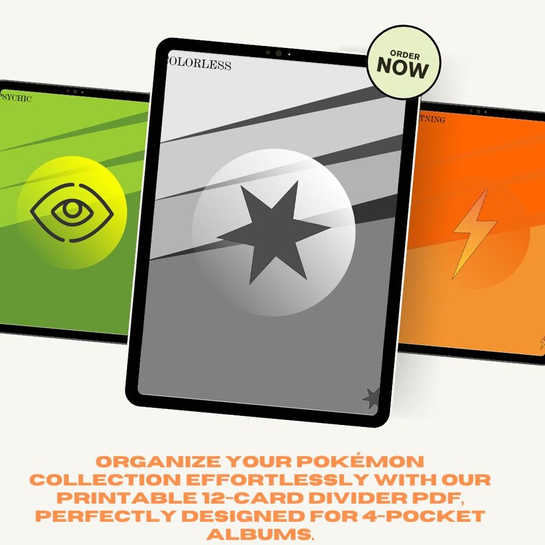 PDF 12 Printable Pokemon Dividers for 4 Pockets Trading Cards Album ...