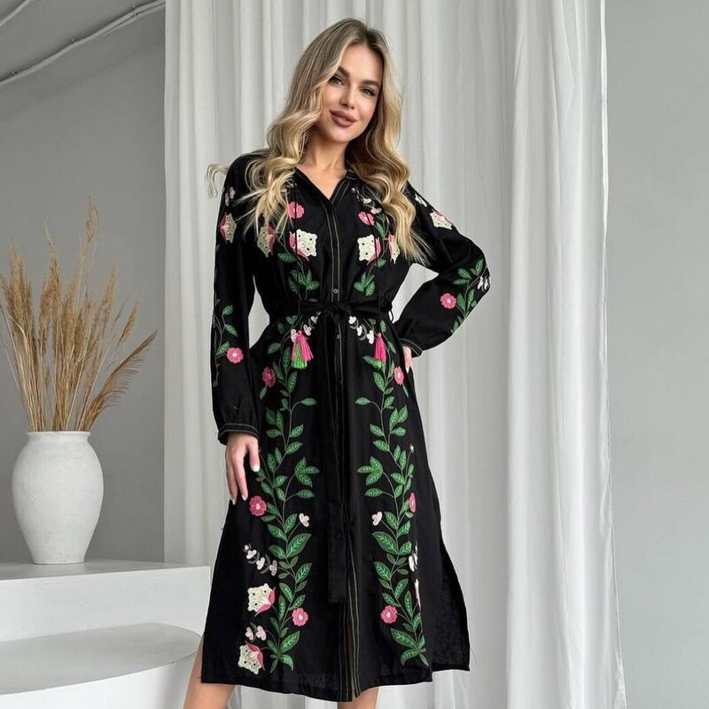 Elegant Embroidered Dress for Women - Etsy