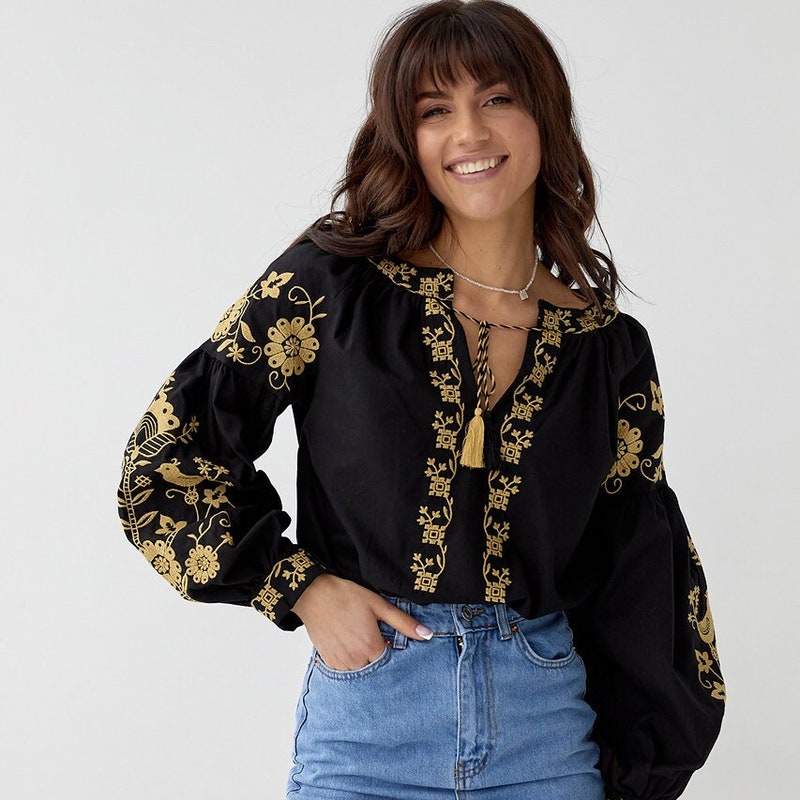 Embroidered Blouse Women - Etsy