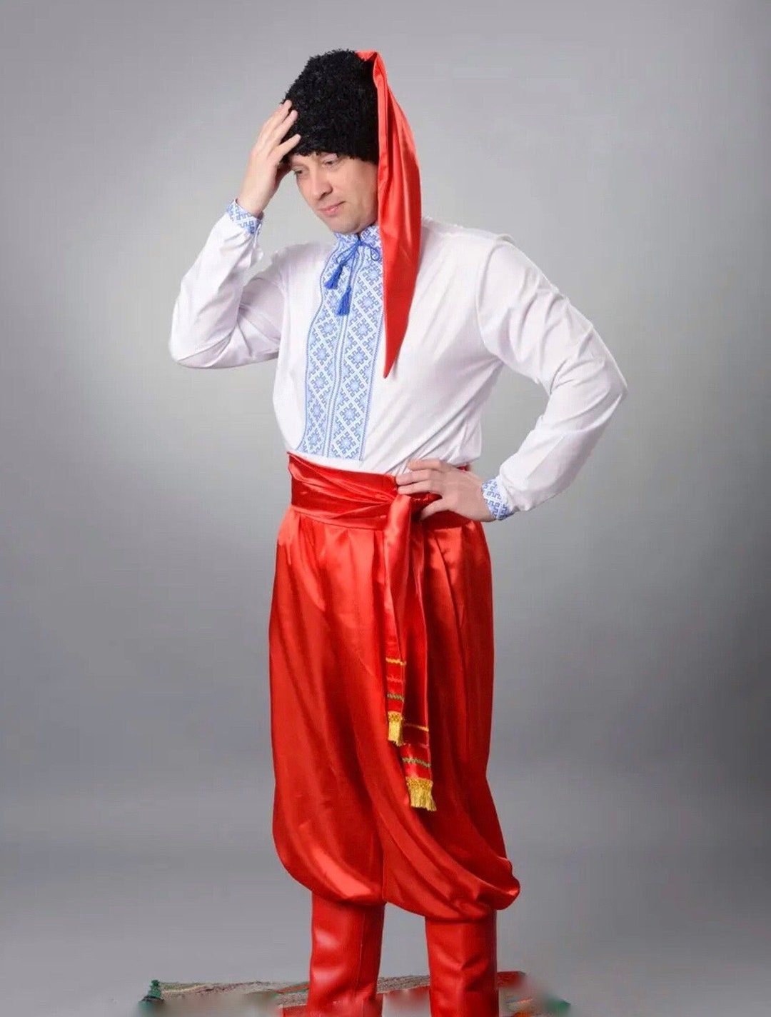 Adult Folk Ukrainian Cossak Costume With Hat, Ukrainian Sharovary and ...