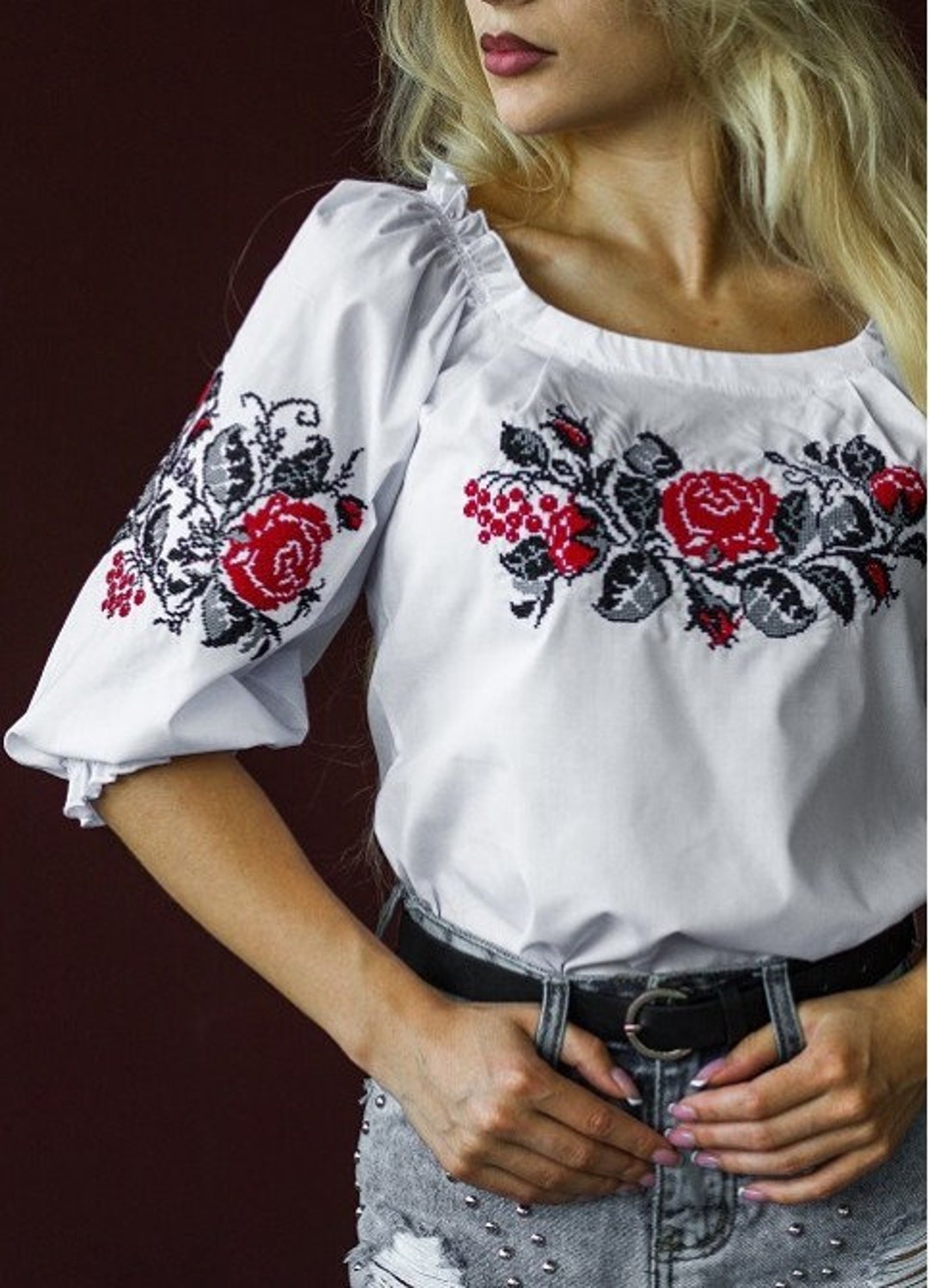 S-4XL Embroidered Traditional Ukrainian Blouse, Summer Vyshyvanka ...