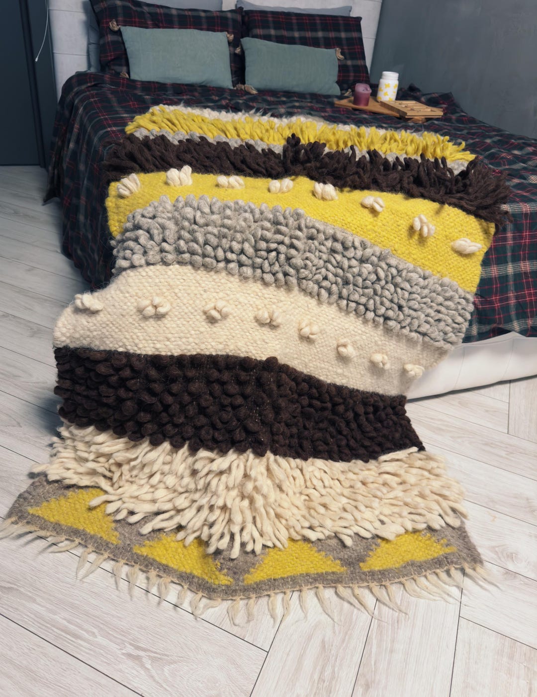 Handwoven Wool Bed Cover Blanket – Scandi-inspired Elegance and Cozy ...