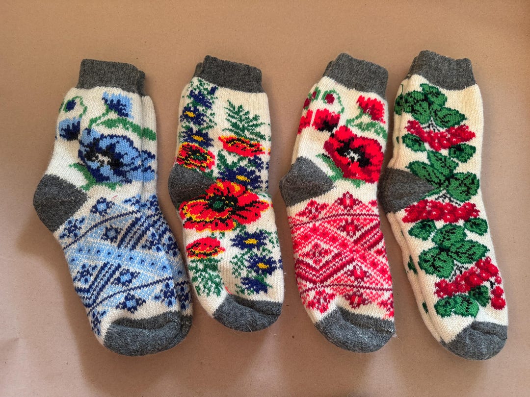 Cozy Thick Warm Ukrainian Socks From Natural Wool, Ukrainian Winter ...
