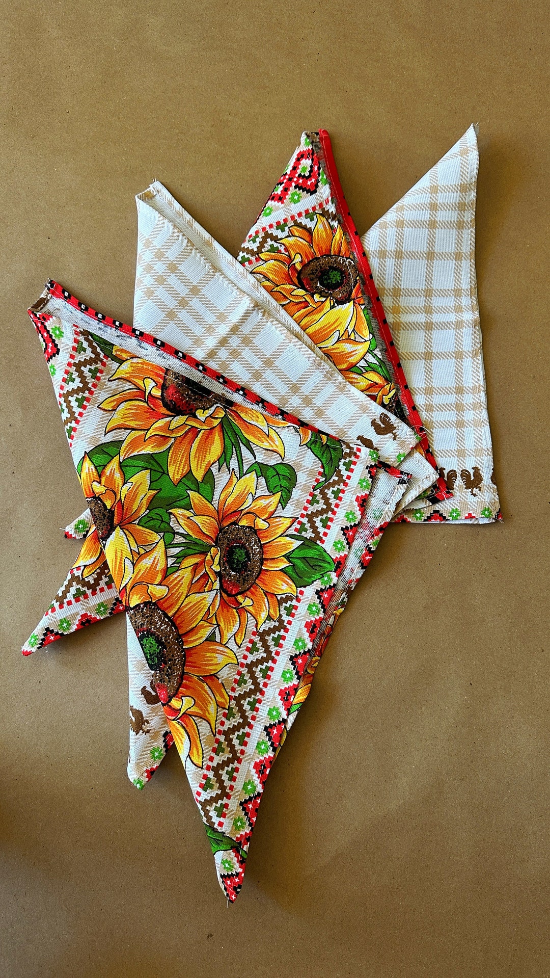 Bright Set of Ukrainian Table Napkins With Sunflower Motif - 3 Options ...