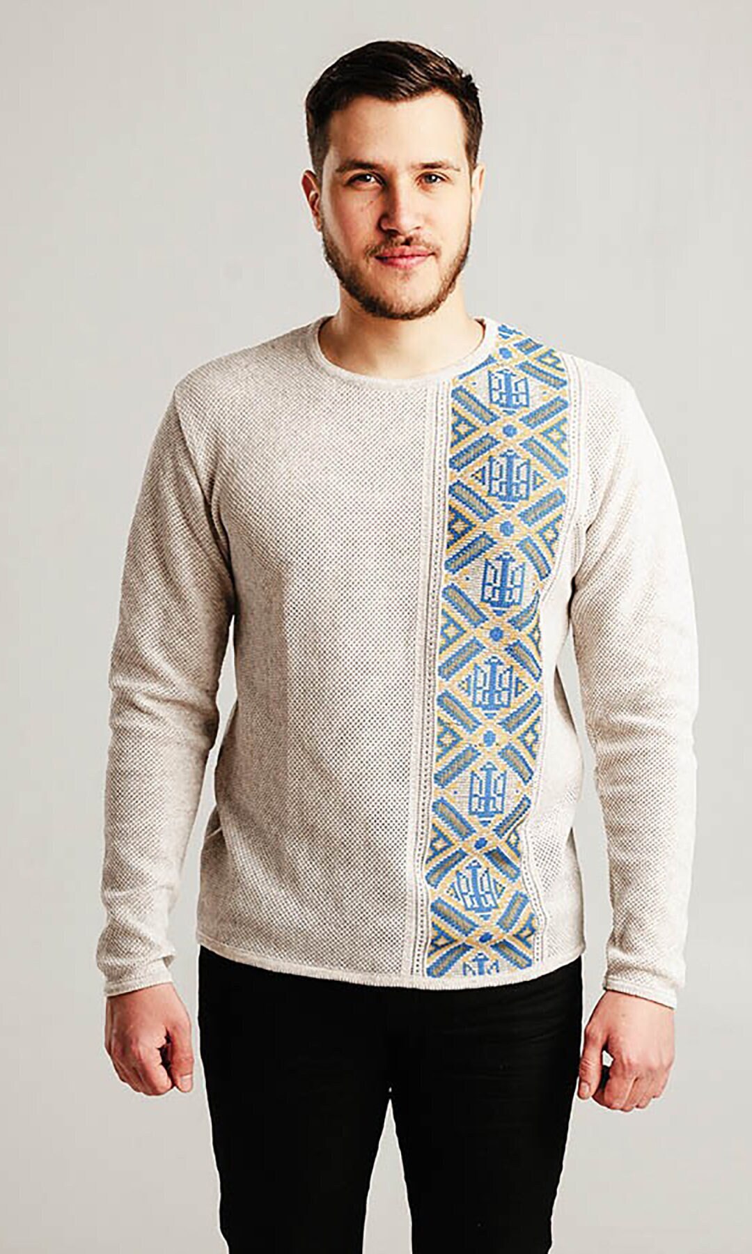 Summer Crochet Knit Vyshyvanka for Men With Tryzub, Ukrainian Shirt for ...