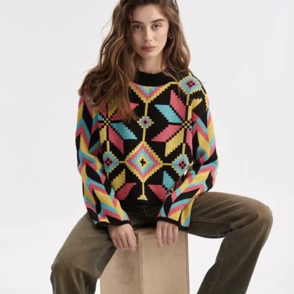 Geometric Sweater - Etsy UK