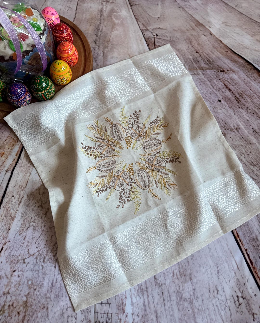 Ukrainian Beige Easter Napkin, Ukrainian Easter Ryshnyk, Ukrainian ...