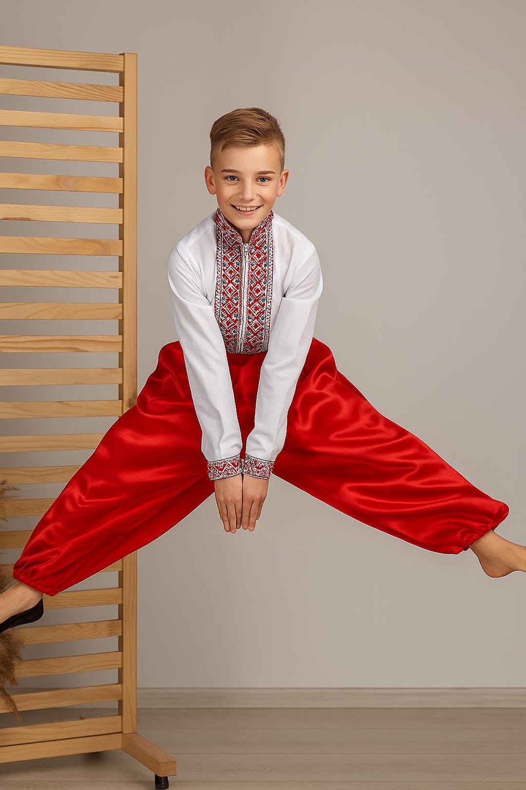 Red Ukrainian Cossack Pants, Red Sharovary for Boys, Ukrainian Folk ...