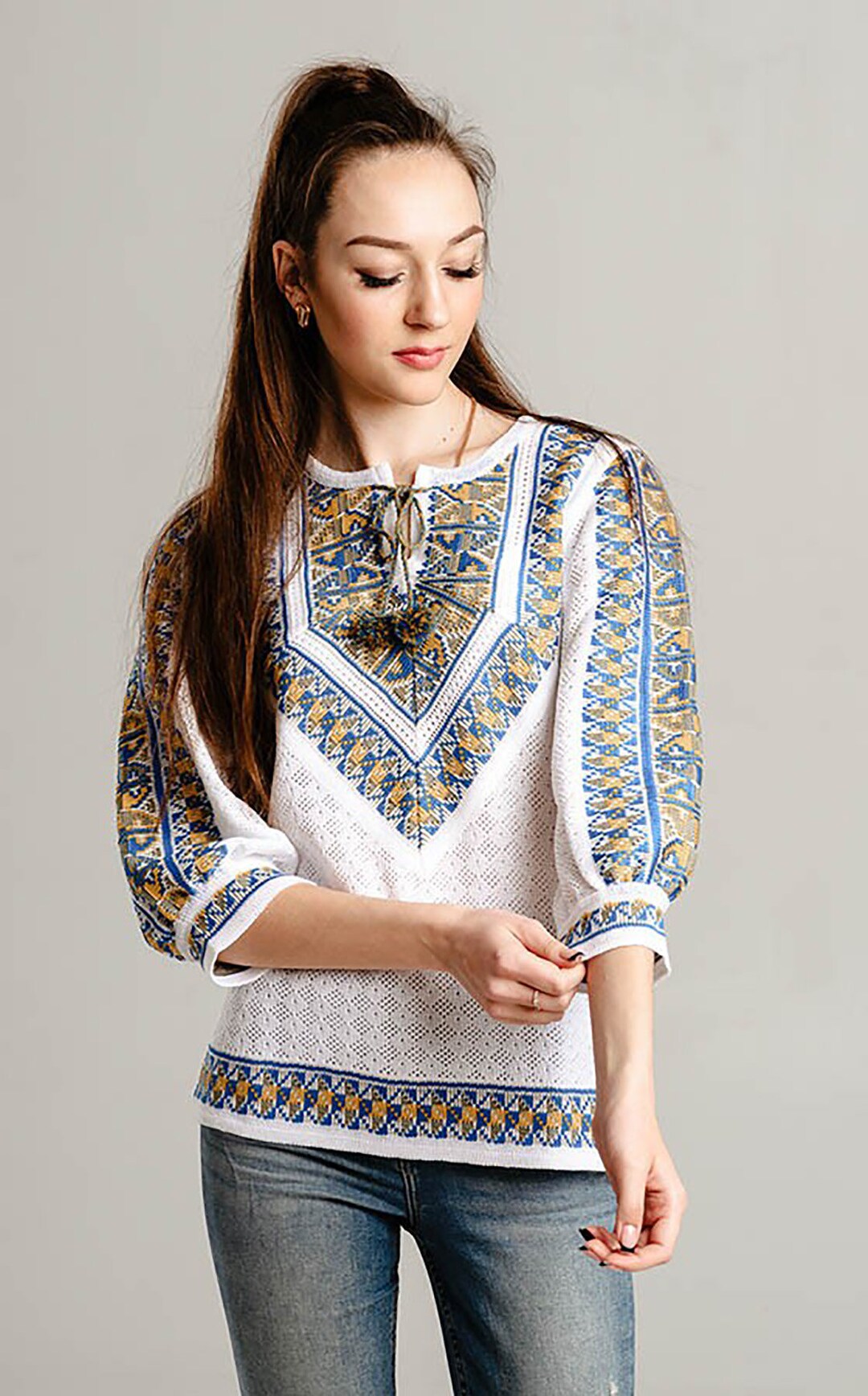 Summer Crochet Knit Vyshyvanka for Women With Tryzub, Ukrainian Shirt ...