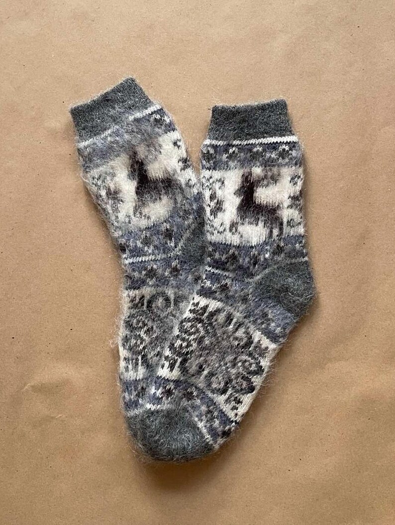 Hygge Goat Down Wool Socks – Cozy Ukrainian Knitwear With Winter Motif ...