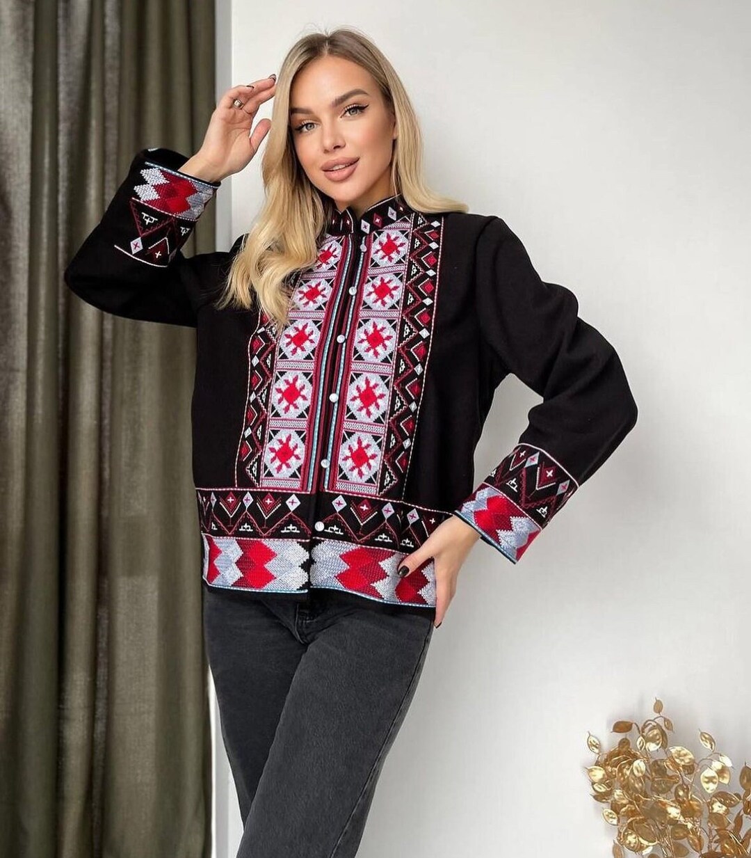 Embroidered Black Boho Jacket for Women, High Quality Jacket With ...