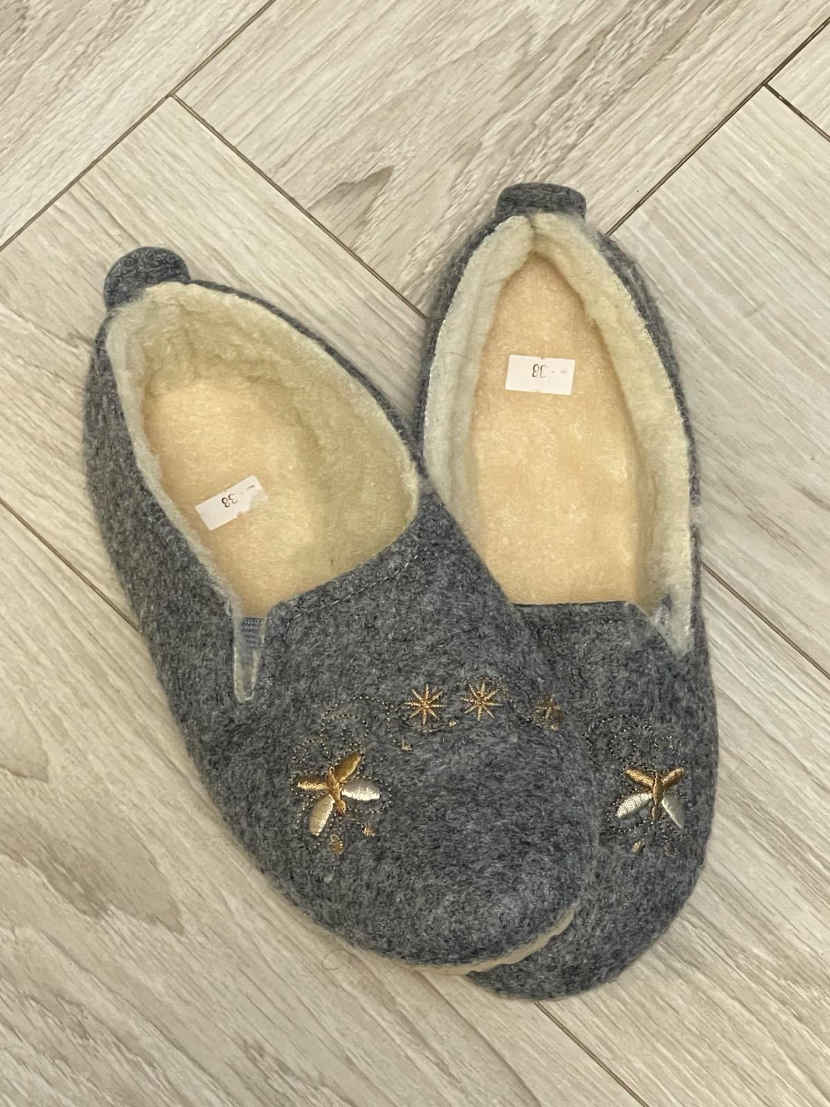 Natural Wool Slippers Made in Ukraine – Warm Gray Felt Slippers for ...