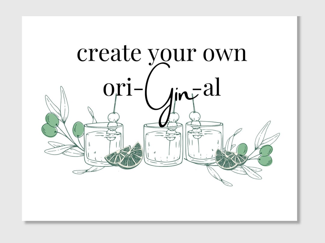 Original Printable Gin Bar Sign | Instant Digital Download | Wedding ...