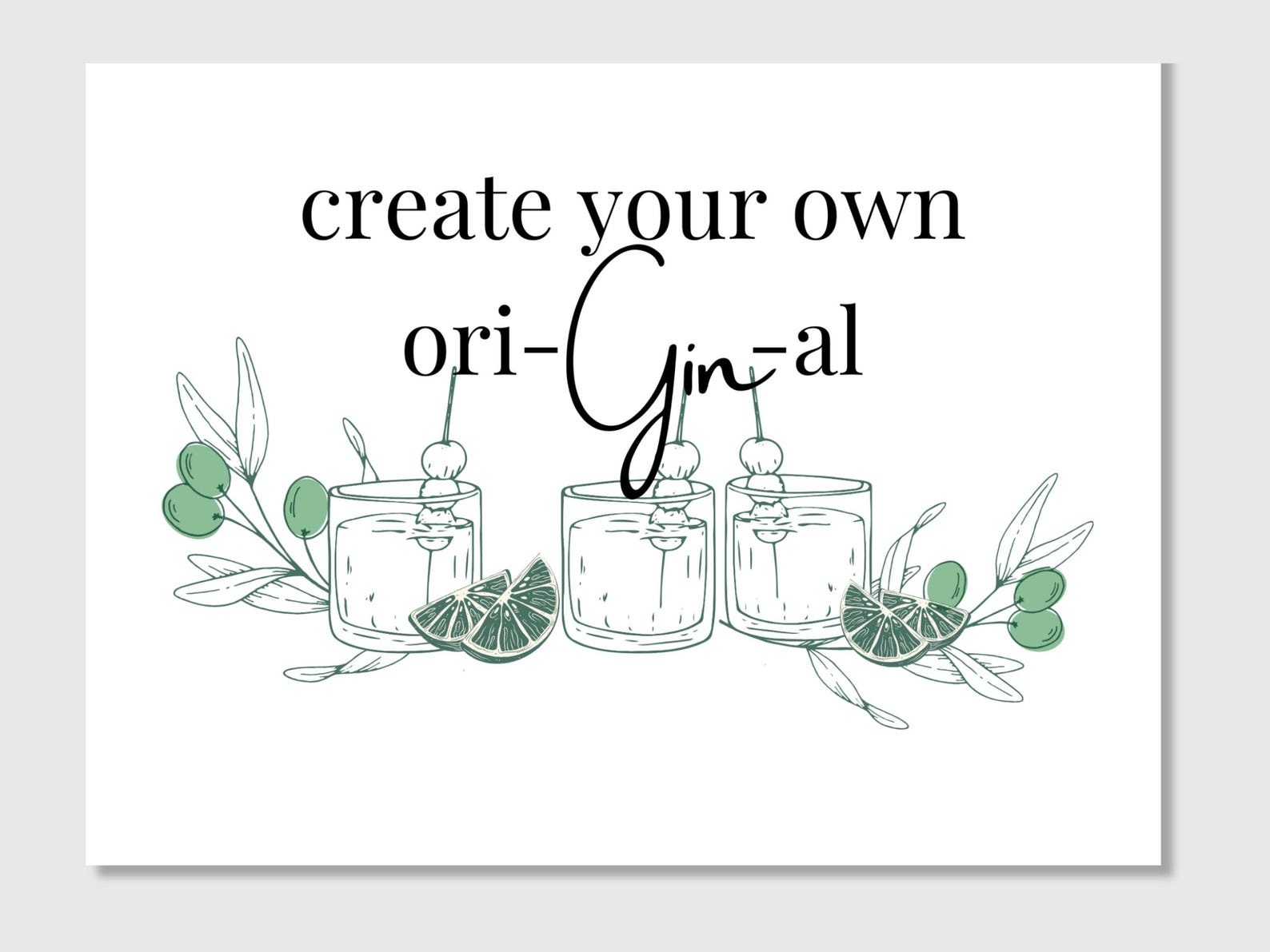Original Printable Gin Bar Sign | Instant Digital Download | Wedding ...