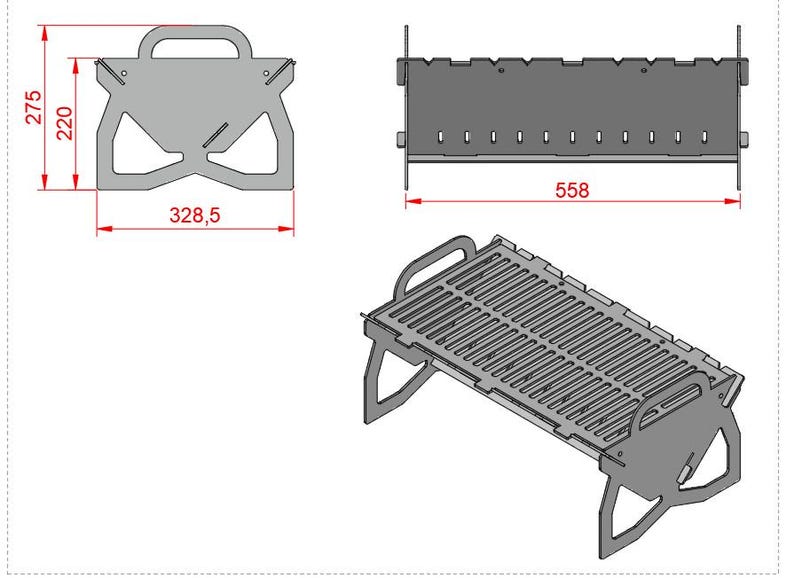 Folding BBQ Grill Plans: DXF Files for Laser/plasma Cutting - Etsy New ...