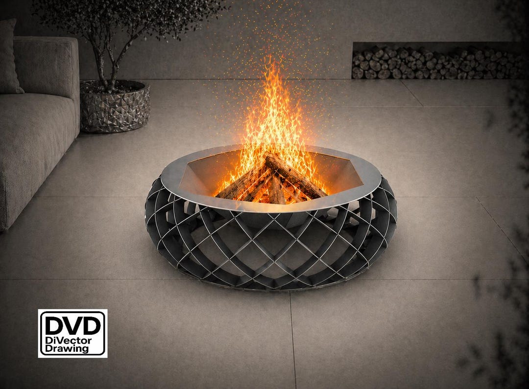 Low Profile Fire Pit DXF File for CNC Cutting, Geometric Lattice Steel ...