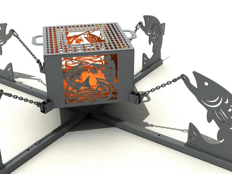 Fishing Fire Pit on Chains: Laser Cut DXF/PDF/JPG Files - Etsy