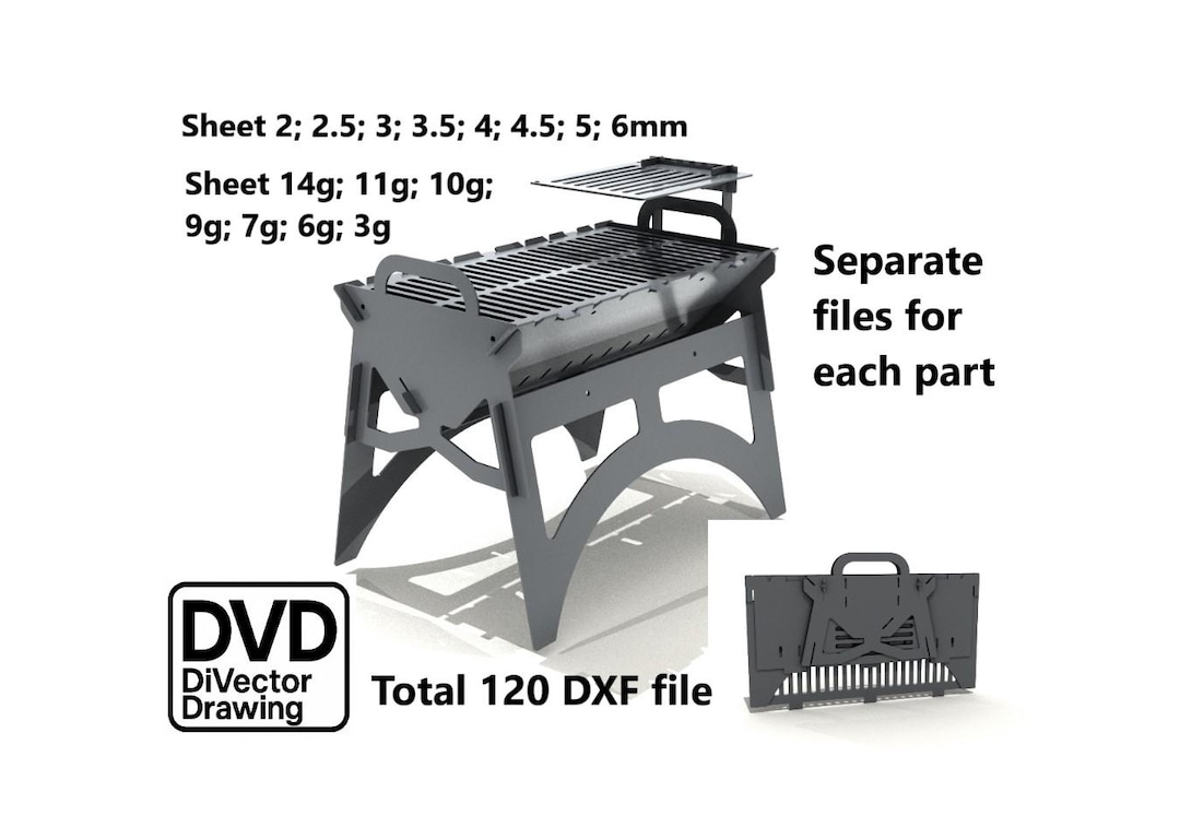 Folding BBQ Grill Plans: DXF Files for Laser/plasma Cutting - Etsy
