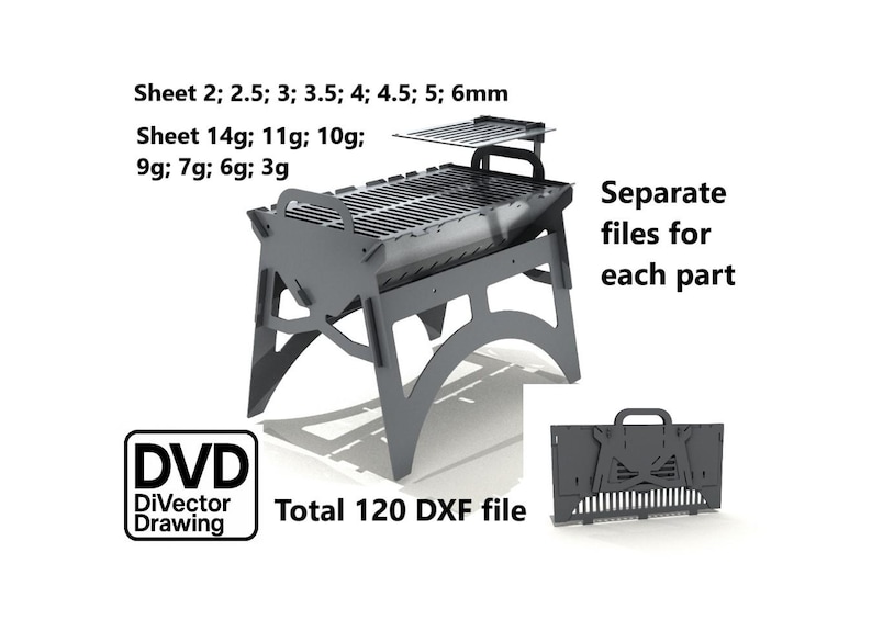 Folding BBQ Grill Plans: DXF Files for Laser/plasma Cutting - Etsy