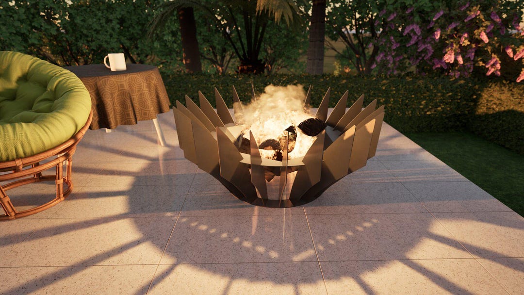 Geometric Fire Pit DXF File – Modern Steel Fire Basket Plan (digital ...