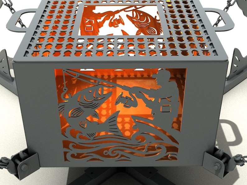Fishing Fire Pit on Chains: Laser Cut DXF/PDF/JPG Files - Etsy
