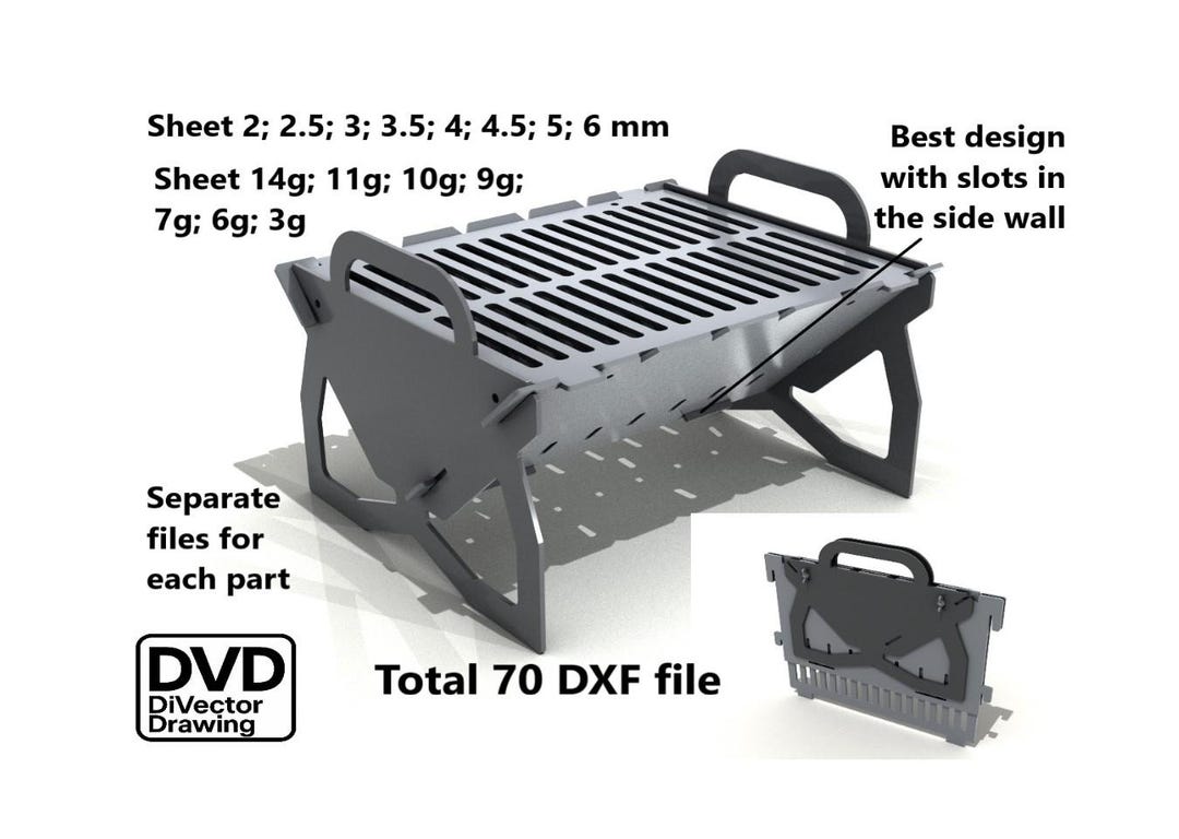 Folding BBQ Grill Plans: DXF Files for Laser/plasma Cutting - Etsy
