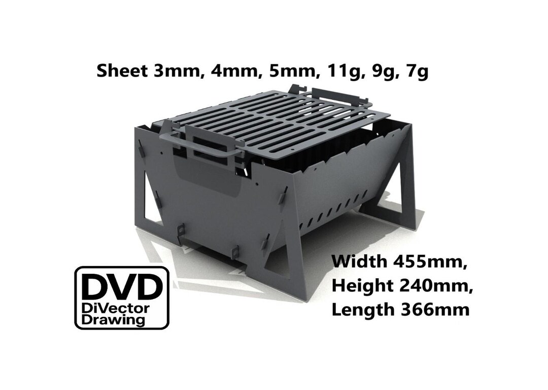 Folding BBQ Grill . Complete Set of Drawings. DXF File for Plasma ...