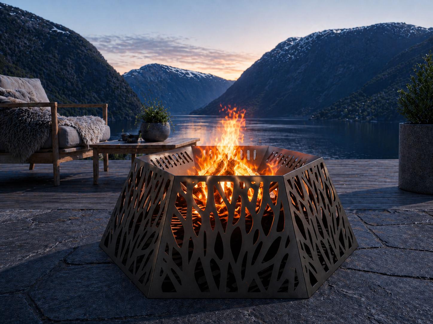 Geometric Fire Pit DXF File, Modern Steel Fire Bowl CNC Plan, Laser Cut ...