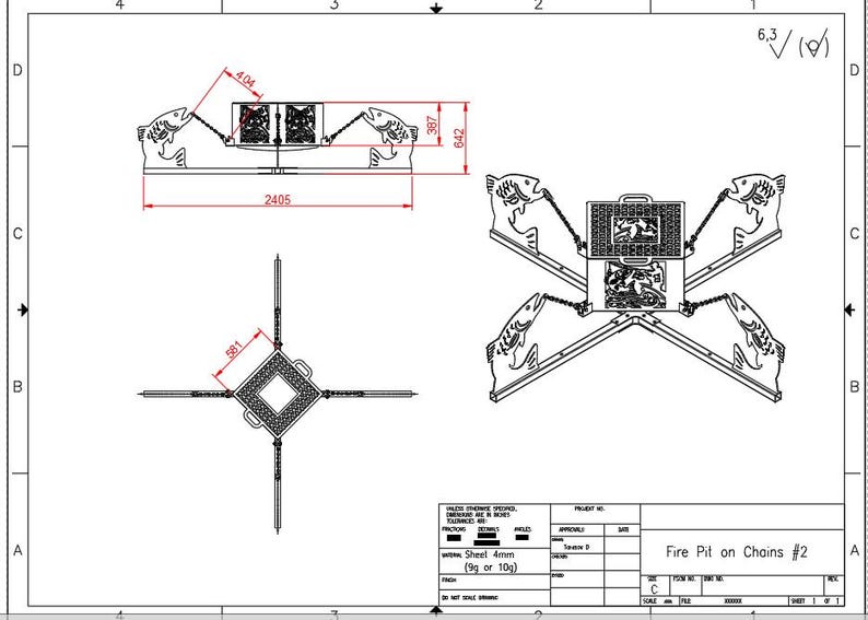 Fishing Fire Pit on Chains: Laser Cut DXF/PDF/JPG Files - Etsy