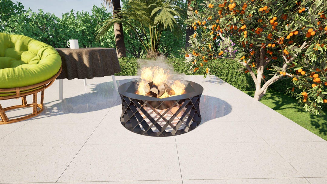 Round Geometric Fire Pit D=788mm Plan – Welded Steel Fire Basket ...