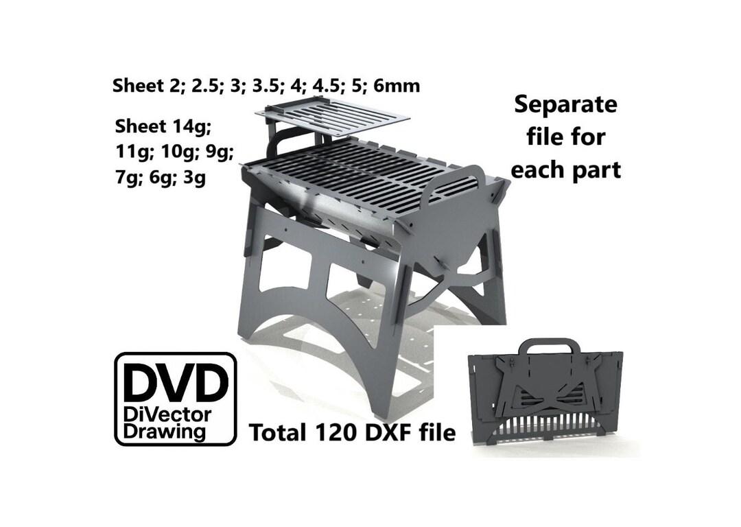 Folding BBQ Grill Plans: DXF Files for Laser/plasma Cutting - Etsy