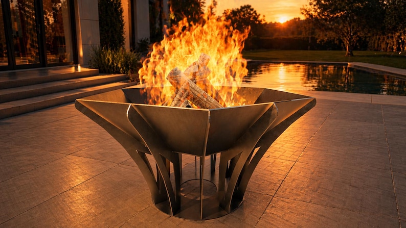 Modern Fire Pit DXF File CNC Metal Firepit Design Elevated Steel ...