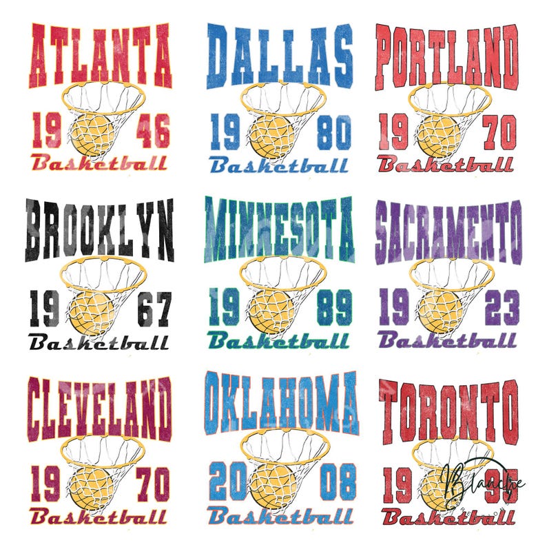 Vintage Basketball SVG Bundle, City Basketball Hoop Designs Atlanta ...