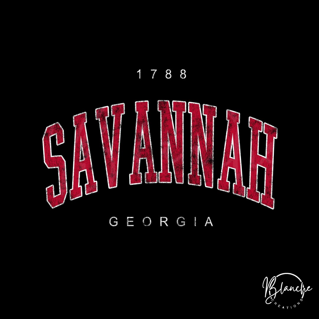 Vintage Savannah SVG PNG, Retro Collage Clipart, Distressed Varsity ...