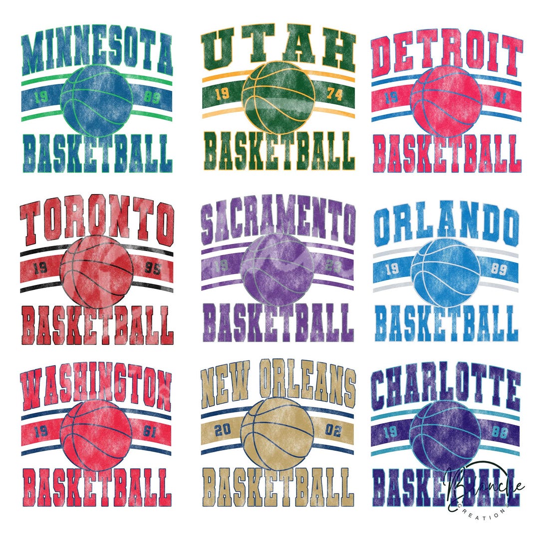 Vintage Basketball SVG Bundle, City Basketball Designs Minnesota Utah ...
