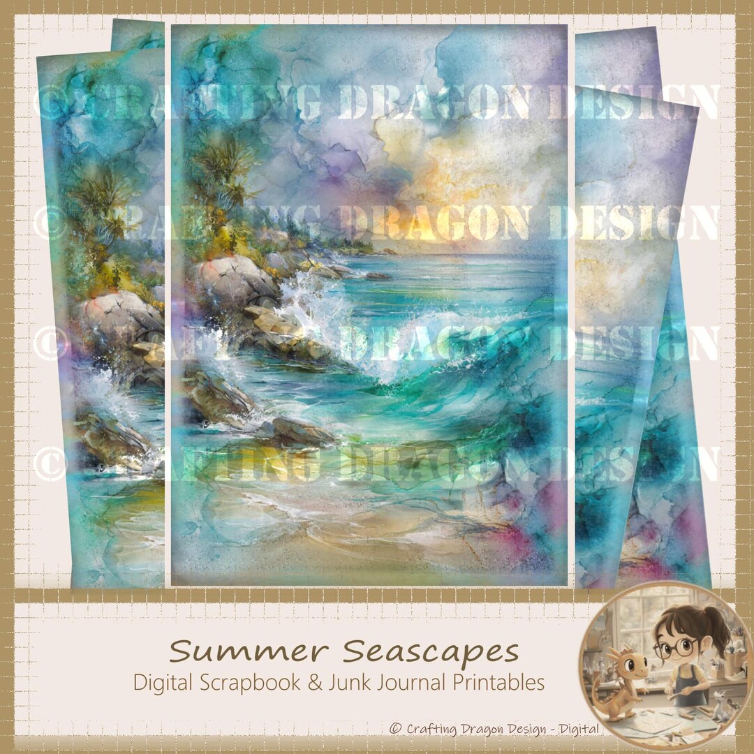 Summer Seascapes Papers, Digital, Paper, Papers, Commercial Use ...