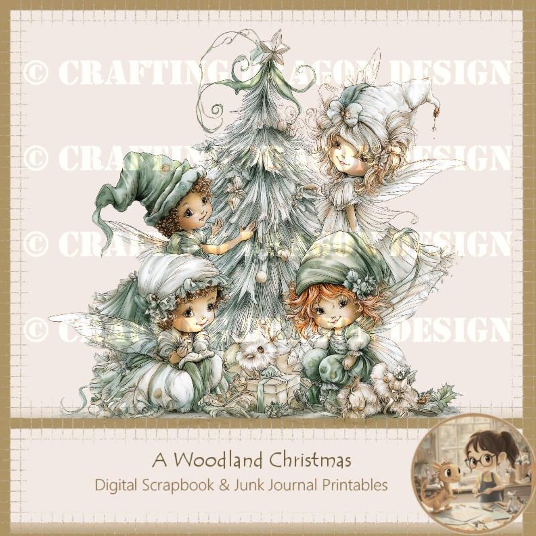 A Woodland Fairy Christmas Clip Art : Fussy Cuts, Stickers (digital ...