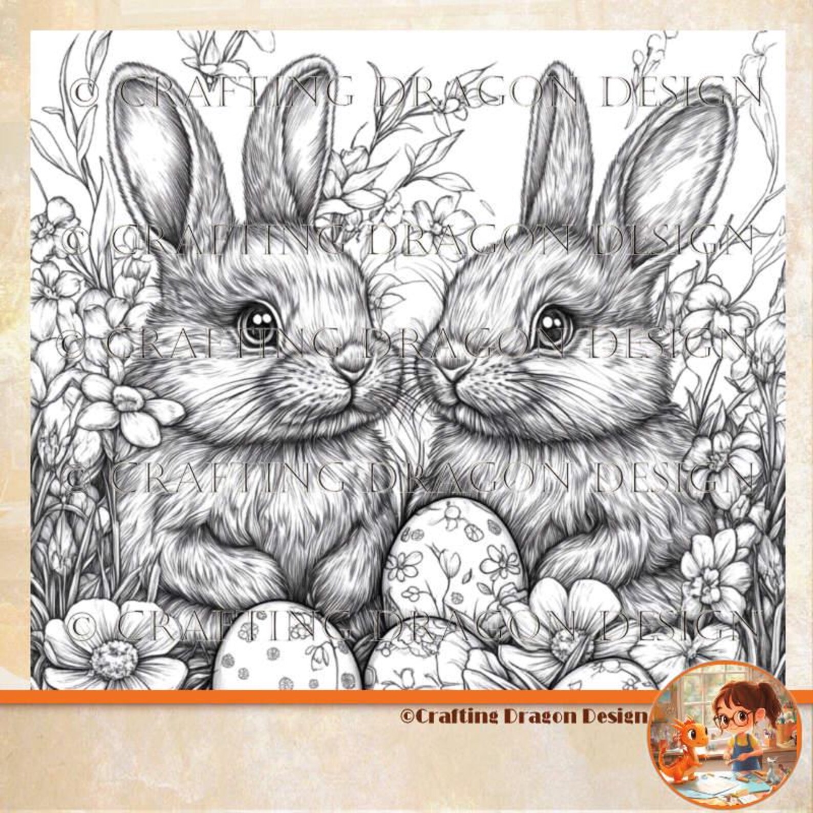 Easter Collection, Digital Colouring, Easter, Bunnies, Digital Papers ...